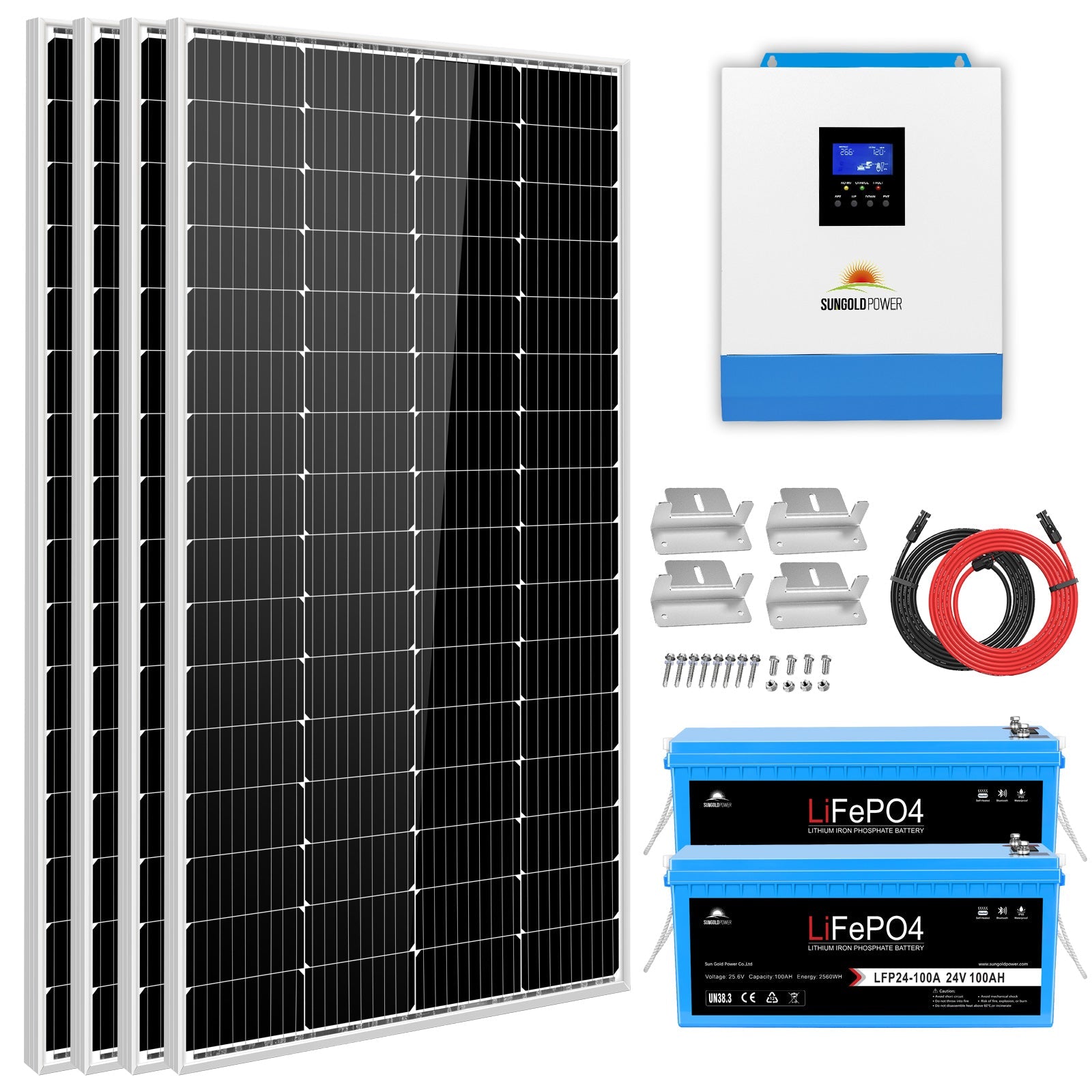Solar Kit 3000W 24V Inverter 120V output Lithium Battery 800 Watt Sola