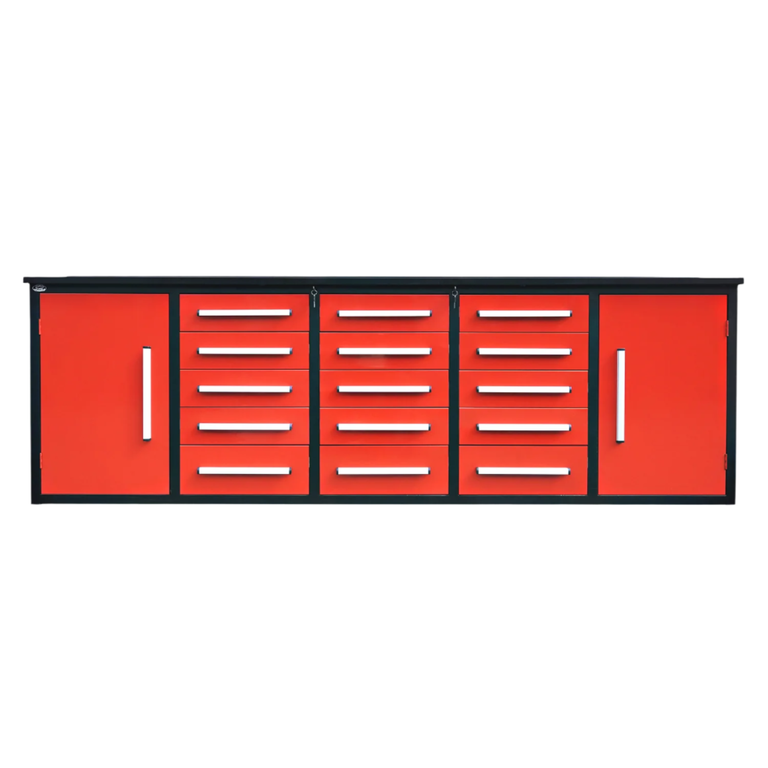 10ft Storage Cabinet with Work Bench (15 Drawers & 2 Cabinets)